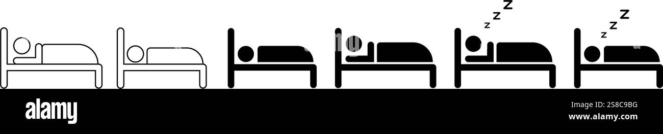 Sleep bed icon set basic simple design Stock Vector Image & Art - Alamy