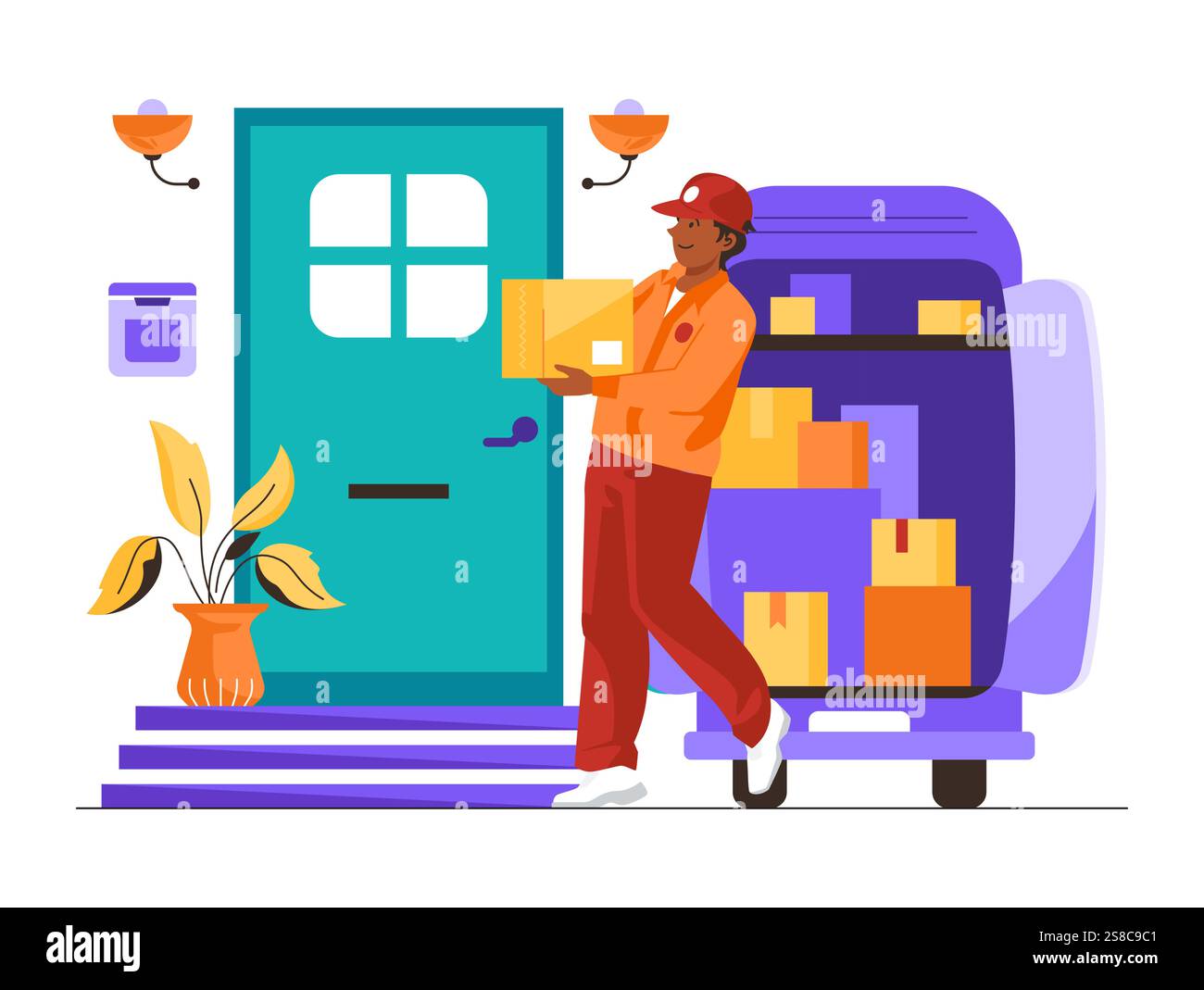 Delivery to the door service - modern line design style illustration ...