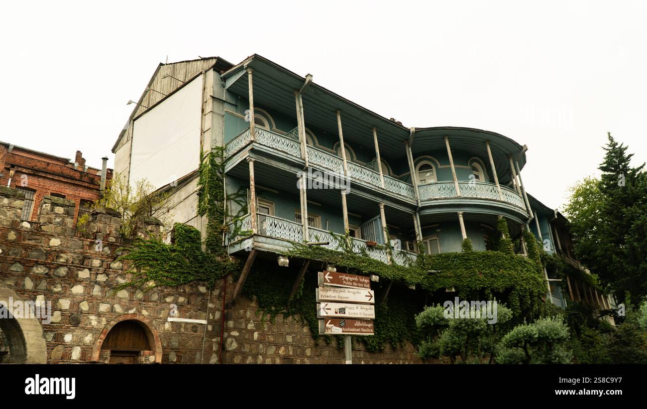 a traditional georgian house in old town Tbilisi,Georgia Stock Photo ...