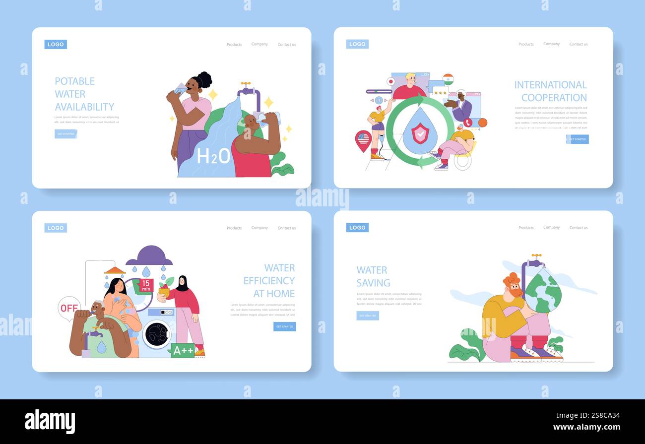 World Water Day illustration. Focuses on themes of water availability ...