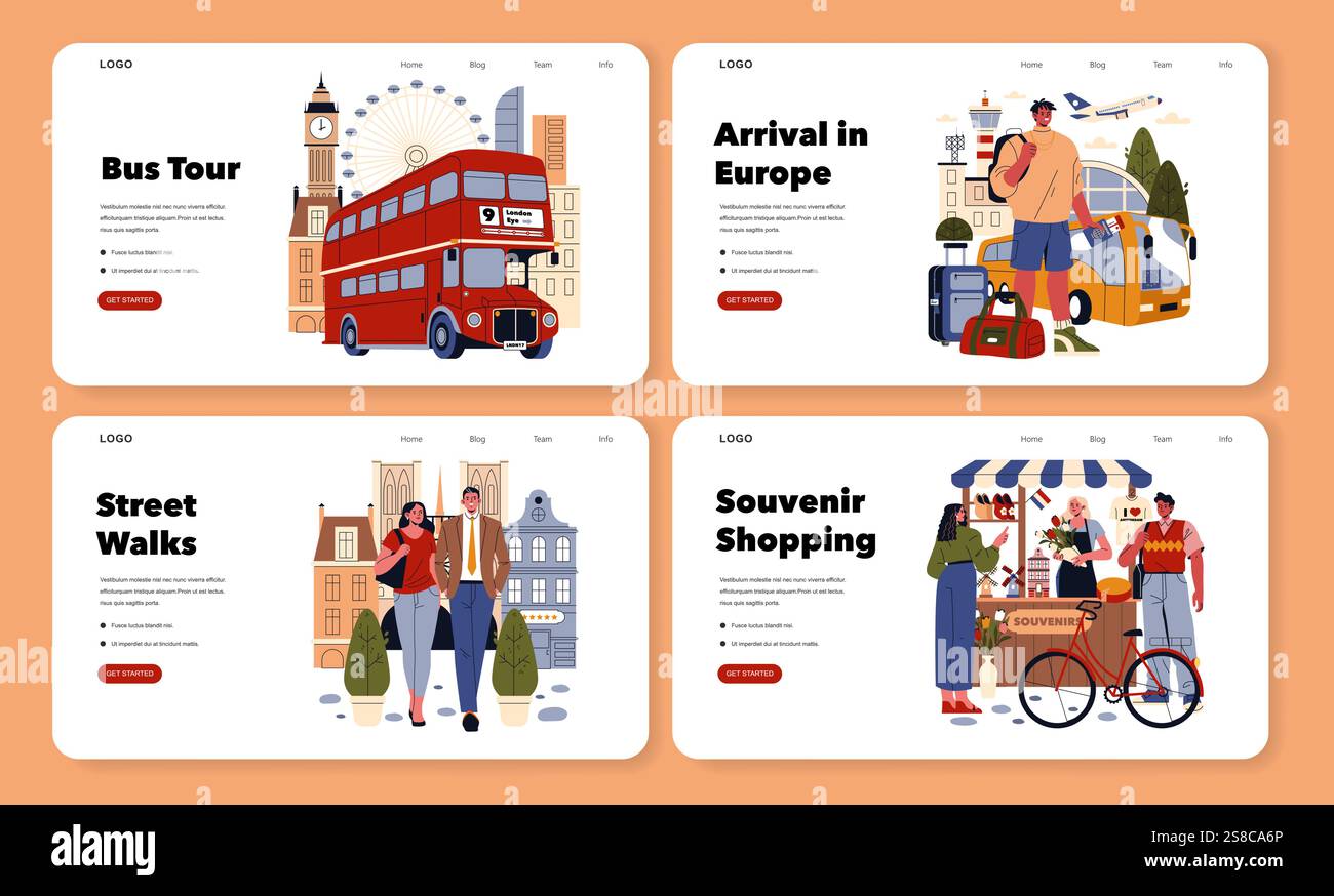 Eurotour concept. Travel exploration across Europe featuring bus tours ...