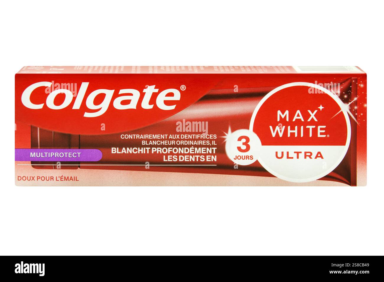Hamburg, Germany January 18 2025: Colgate Max White Ultra toothpaste ...