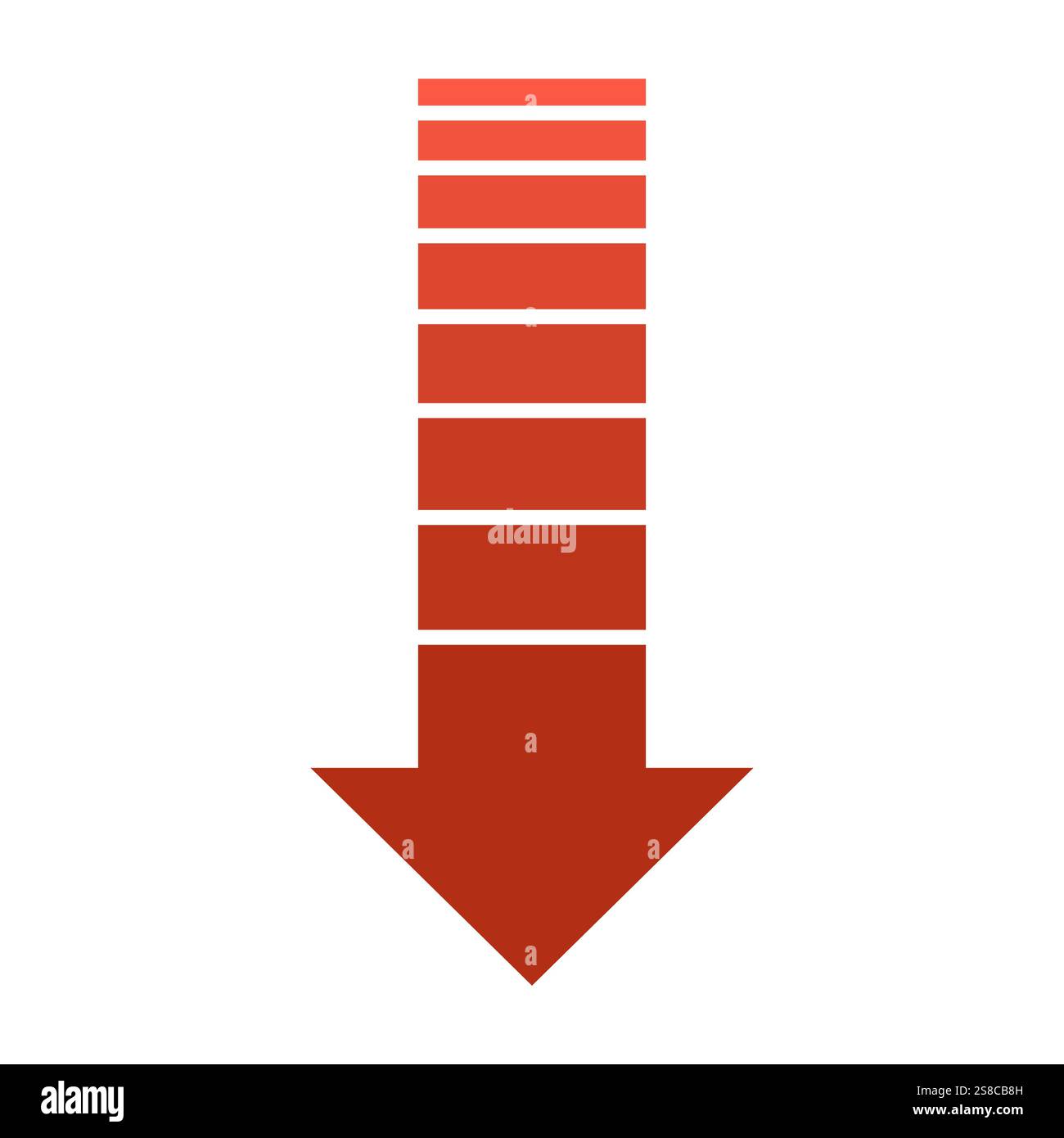 Red Down Arrow with Horizontal Stripes, crisis market collapse Stock ...