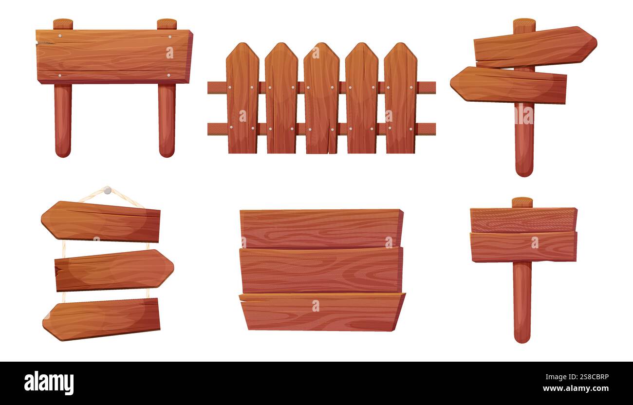 Wood plank signboard frame wooden texture game signpost, fence farm ...