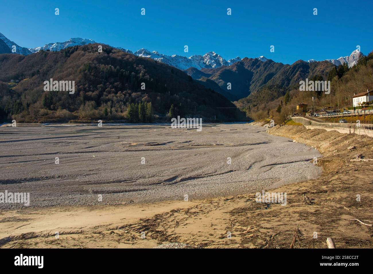 Lago di Barcis - Barcis artificial lake drained of water for routine ...