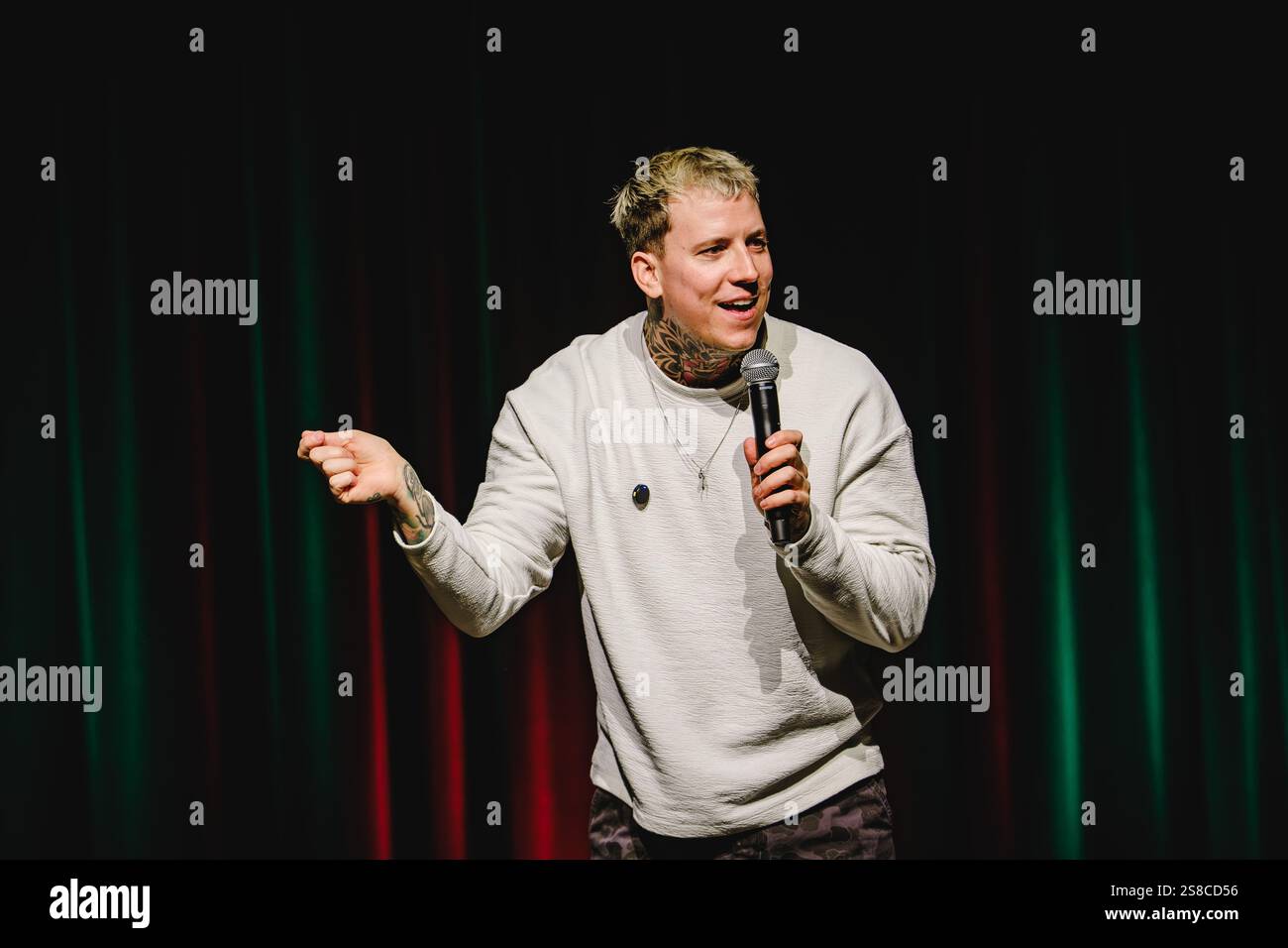 Bern, Switzerland. 21st Jan, 2025. The Swiss comedian Fabio Landert performs a comedy show at ...