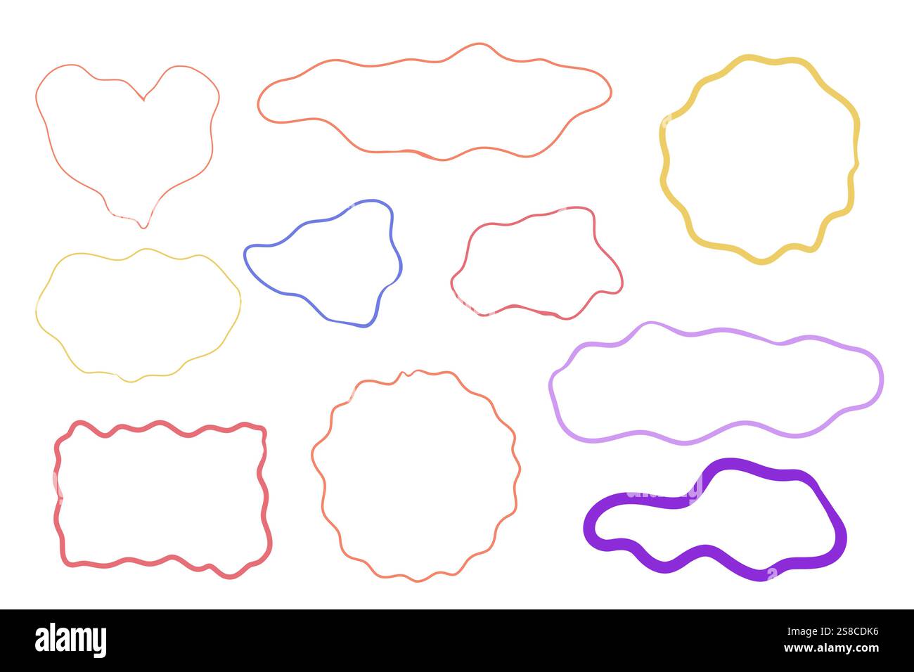 Zig zag frame border squiggle wavy set, underline brush stroke curved ...