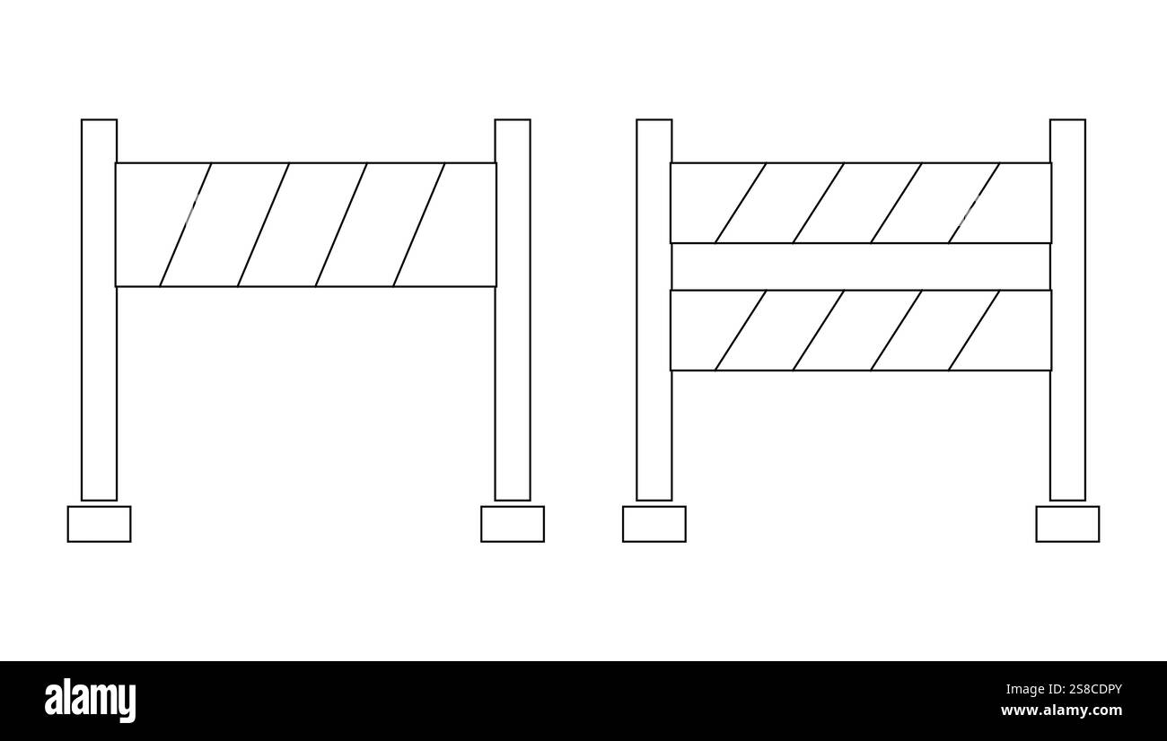 Hurdle roadblock sign, safety protectot icon, symbol. Boundary fence ...