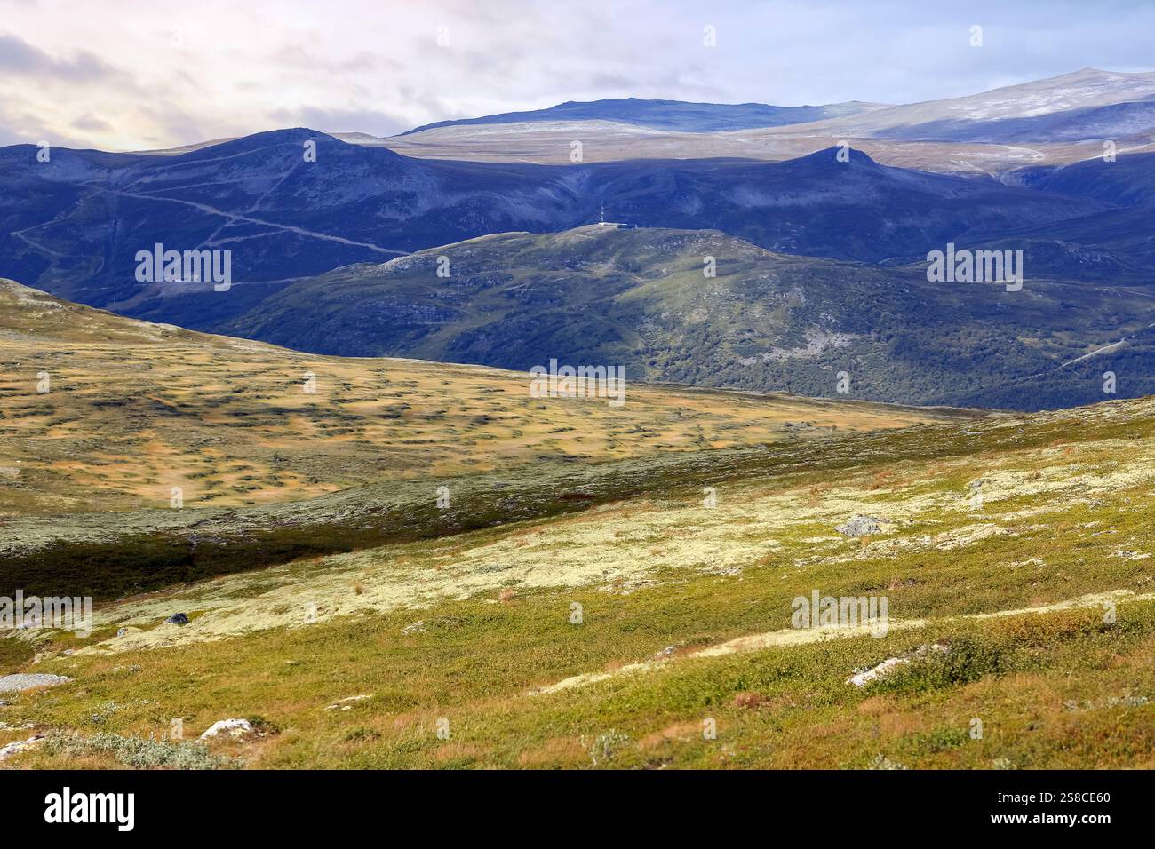 Mountains massif in Oppdal county on the way to the lake Orkel and ...