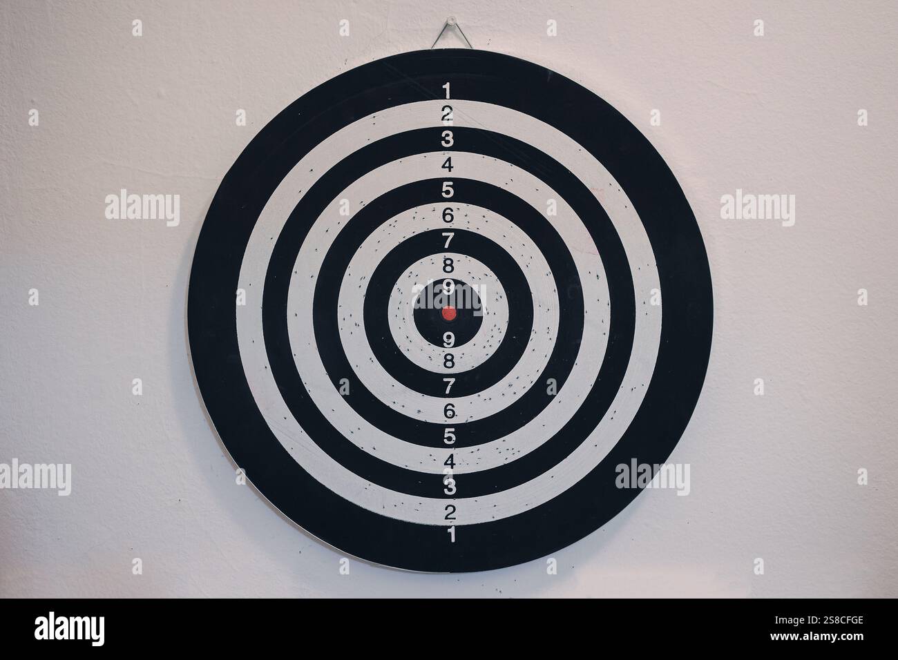 Details of a dartboard, close up with focus on the center. Stab target ...