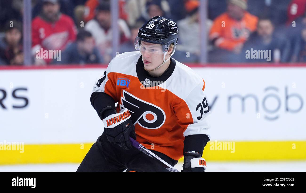 Philadelphia Flyers' Matvei Michkov plays during an NHL hockey game ...