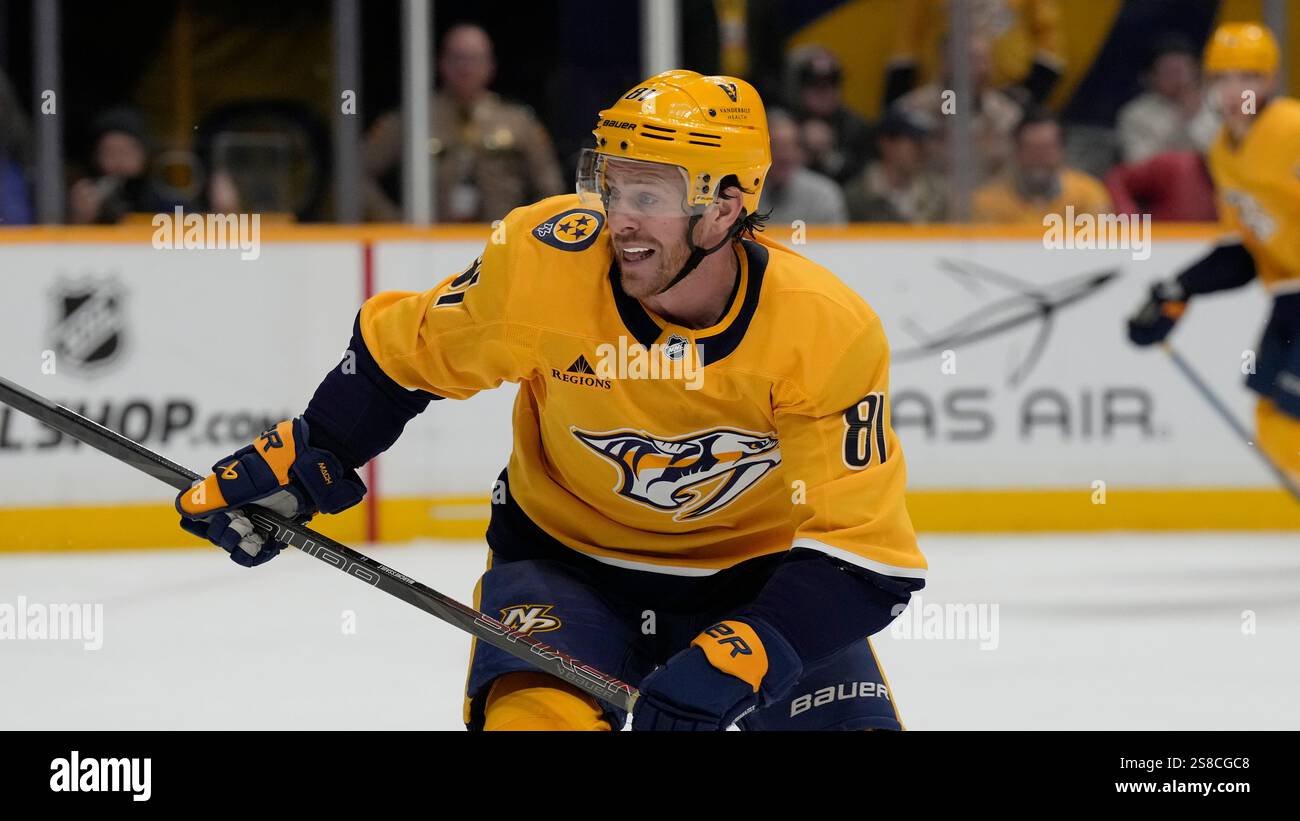 Nashville Predators center Jonathan Marchessault plays against the San ...