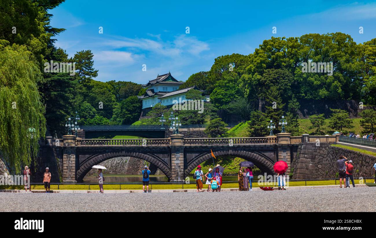 Tokyo, Japan - Jun 15, 2024: The Imperial Palace, the Nijubashi that ...