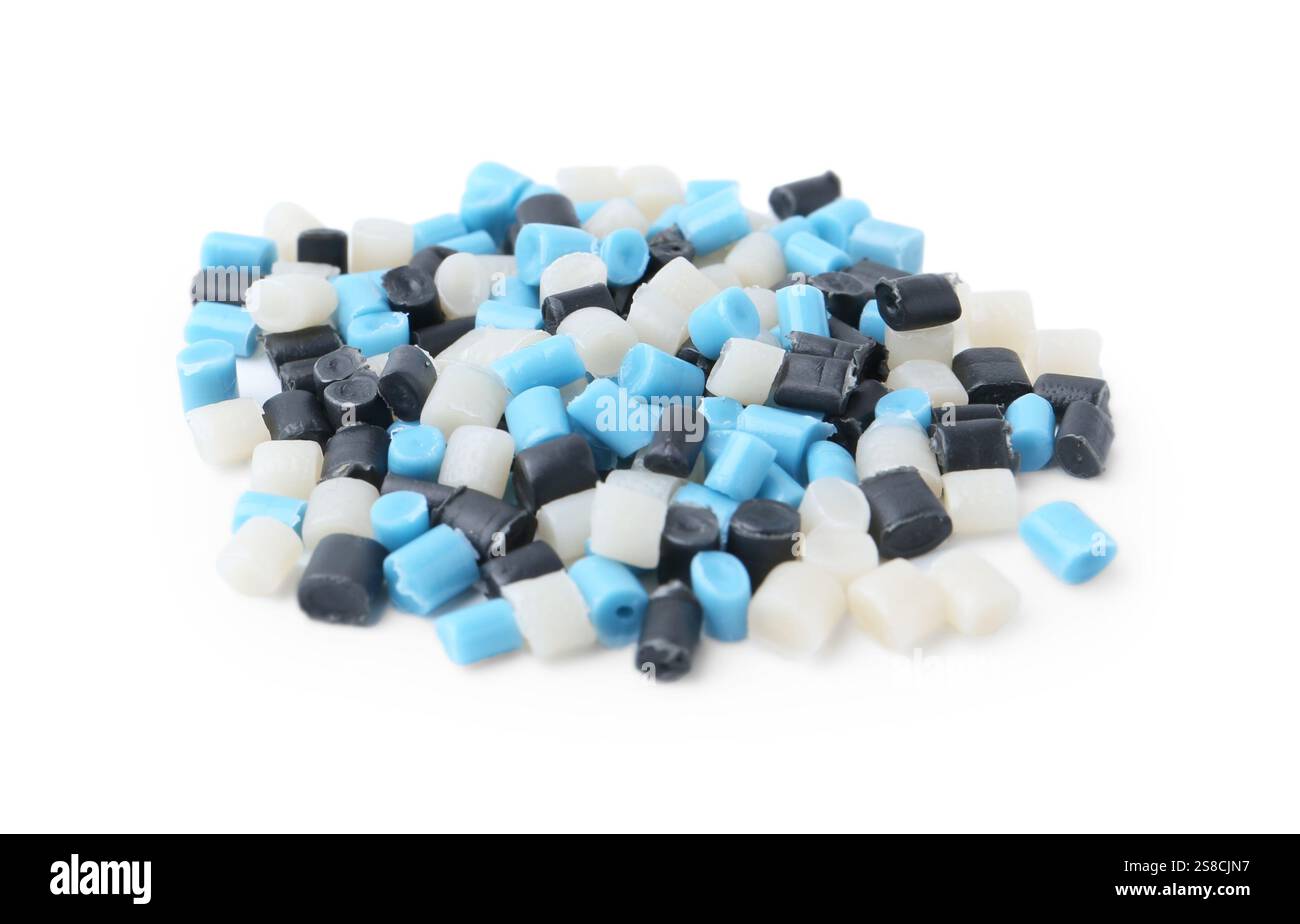 Pile of colorful plastic granules isolated on white Stock Photo - Alamy