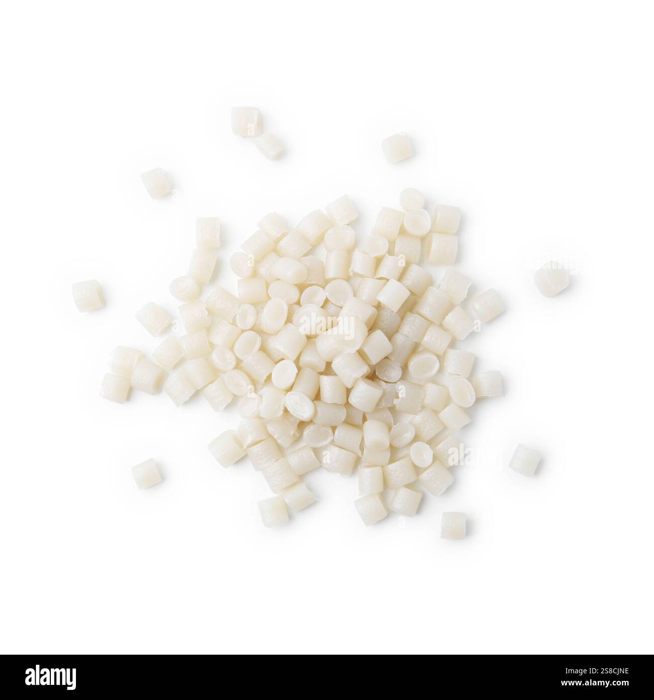 Pile of plastic granules isolated on white, top view Stock Photo - Alamy