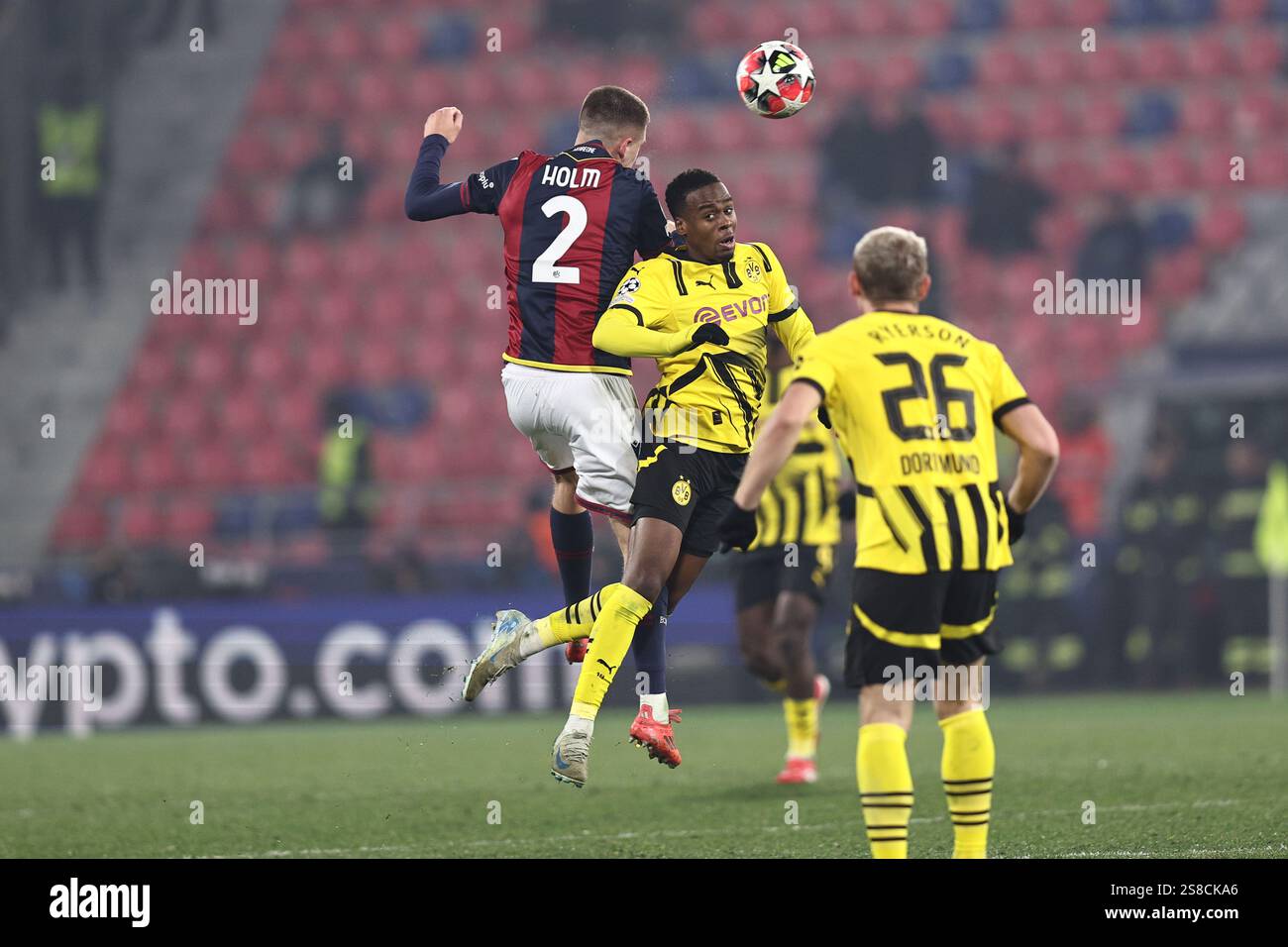Emil Holm (Bologna)Jamie Gittens (Borussia Dortmund) during the UEFA ...