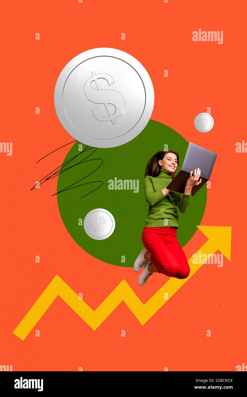 Creative trend artwork design 3D collage sketch of cash currency wealth ...