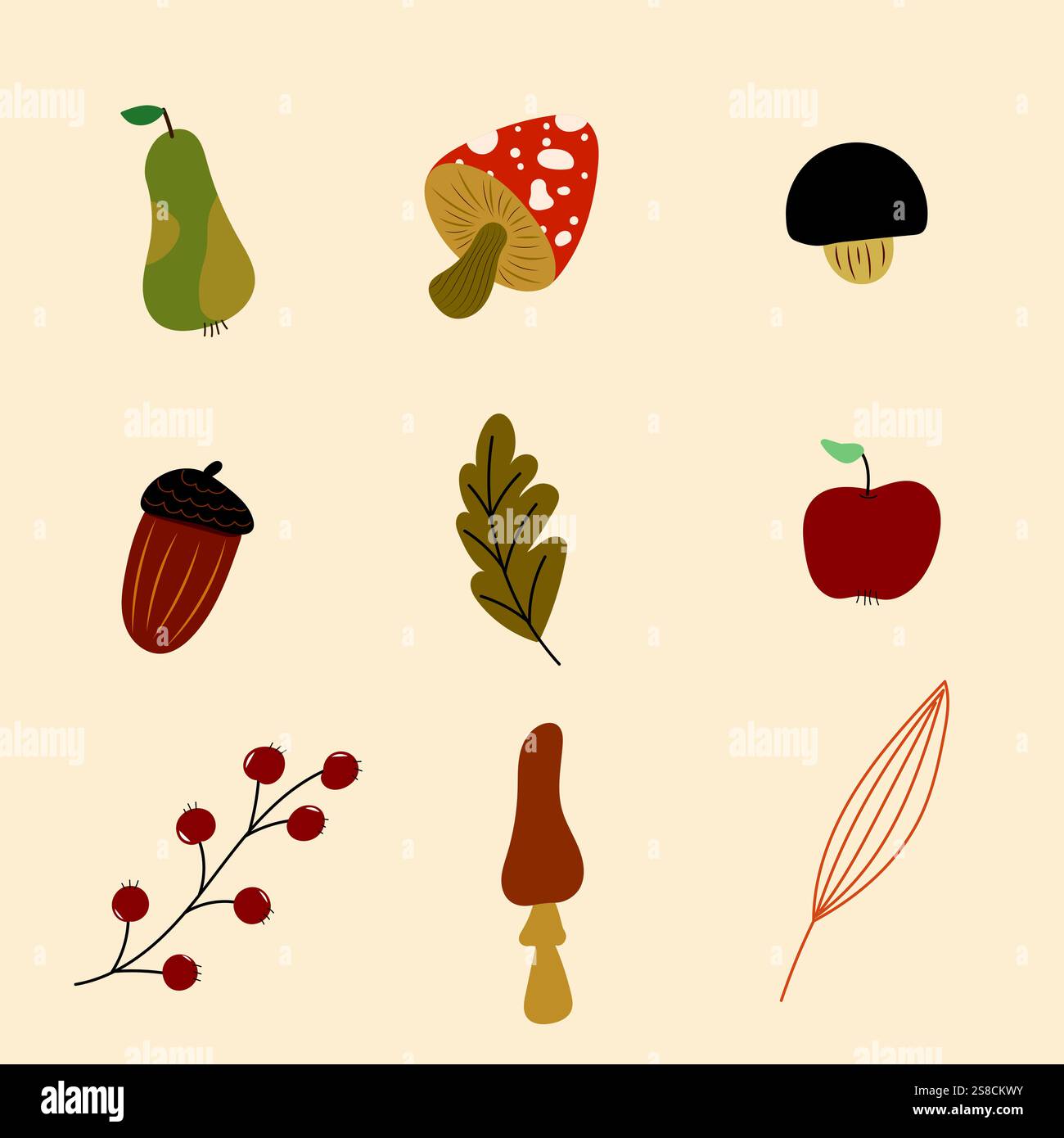 Cute autumn elements. Harvest season, cozy decoration vector illustration Stock Vector Image ...