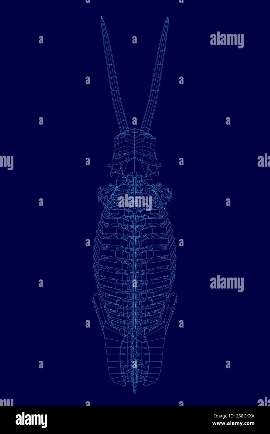 Blue image of a skeletonized elephant. The skeleton is shown in a very ...