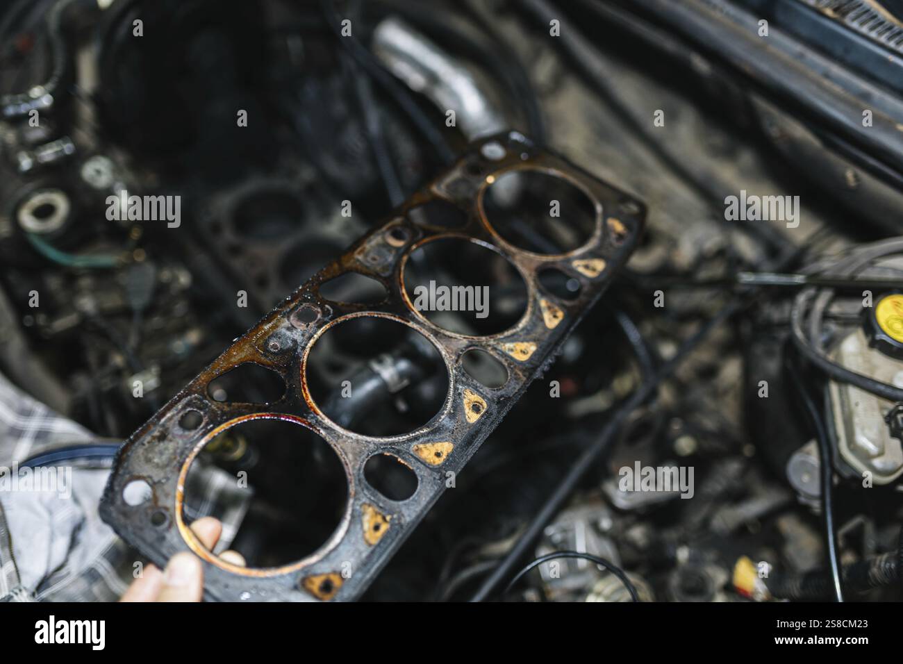 Car engine cylinder block repair cylinder head gasket replacement Stock ...