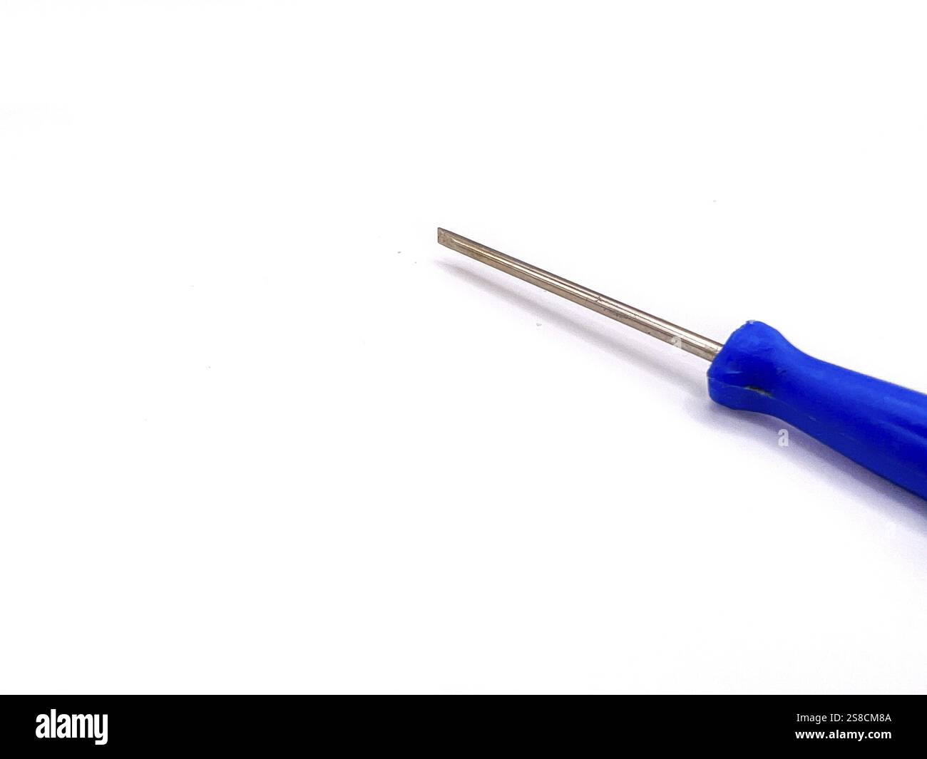 Blue flathead screwdriver on white background Stock Photo - Alamy