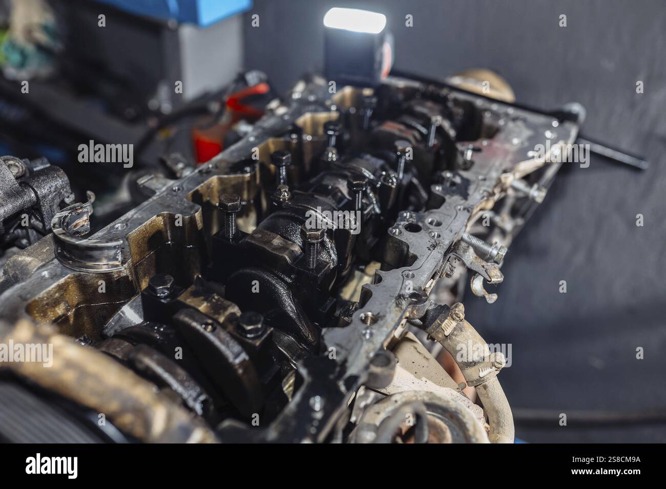 Car repair in a car service center engine diagnostics Stock Photo - Alamy