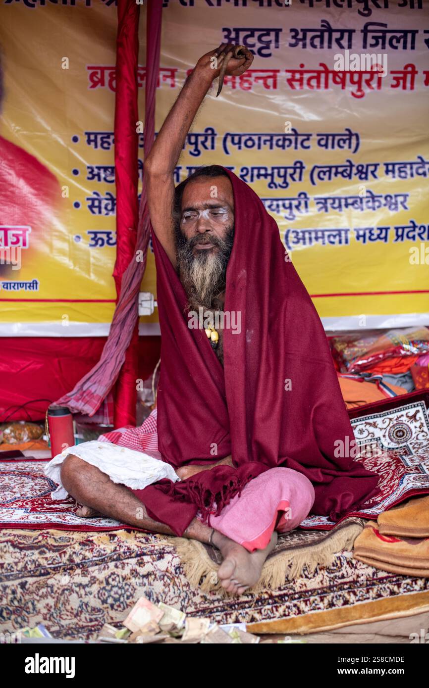 Images of sadhus and naga sadhus at Maha Kumbh Mela, the Hindu festival ...