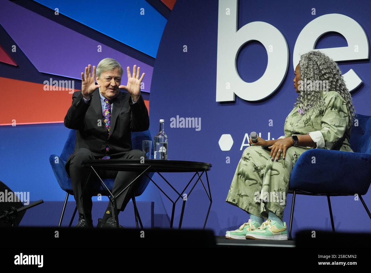 Sir Stephen Fry and Dr Anne-Marie Imafidon, CEO of Stemettes, at the ...
