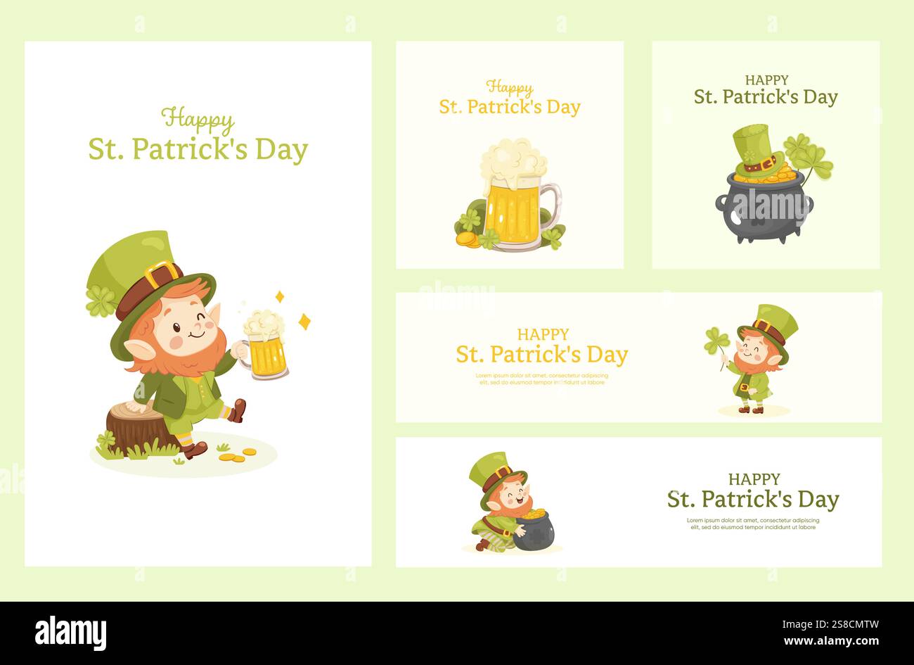 St. patricks day. Set of banners, Posters postcards, different formats ...