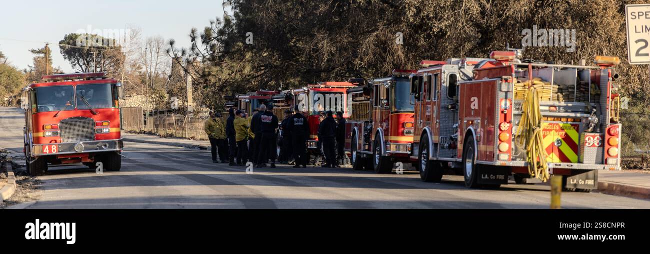 Altadena, California, USA. 21st Jan, 2025. A meeting of Fire fighters ...