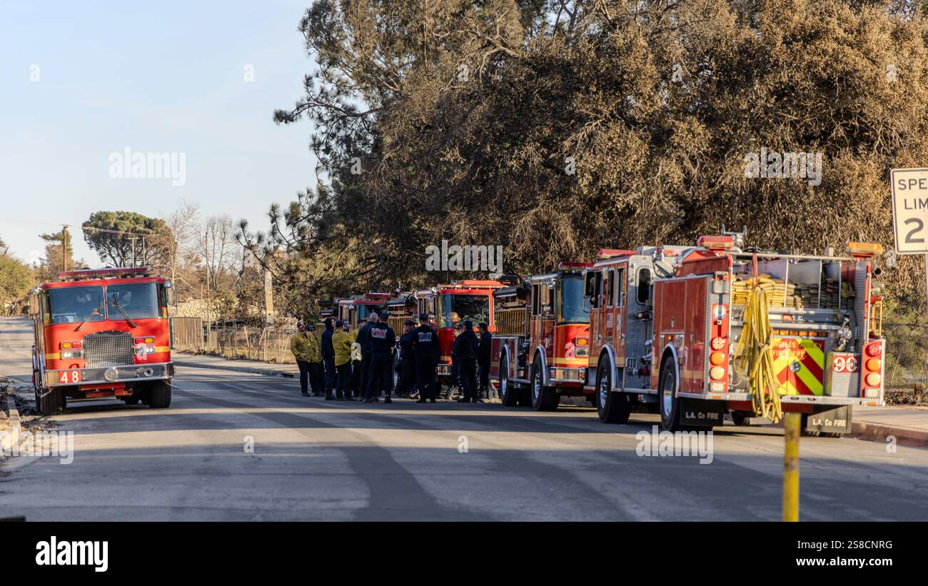 January 21, 2025, Altadena, California, USA: A meeting of Fire fighters ...