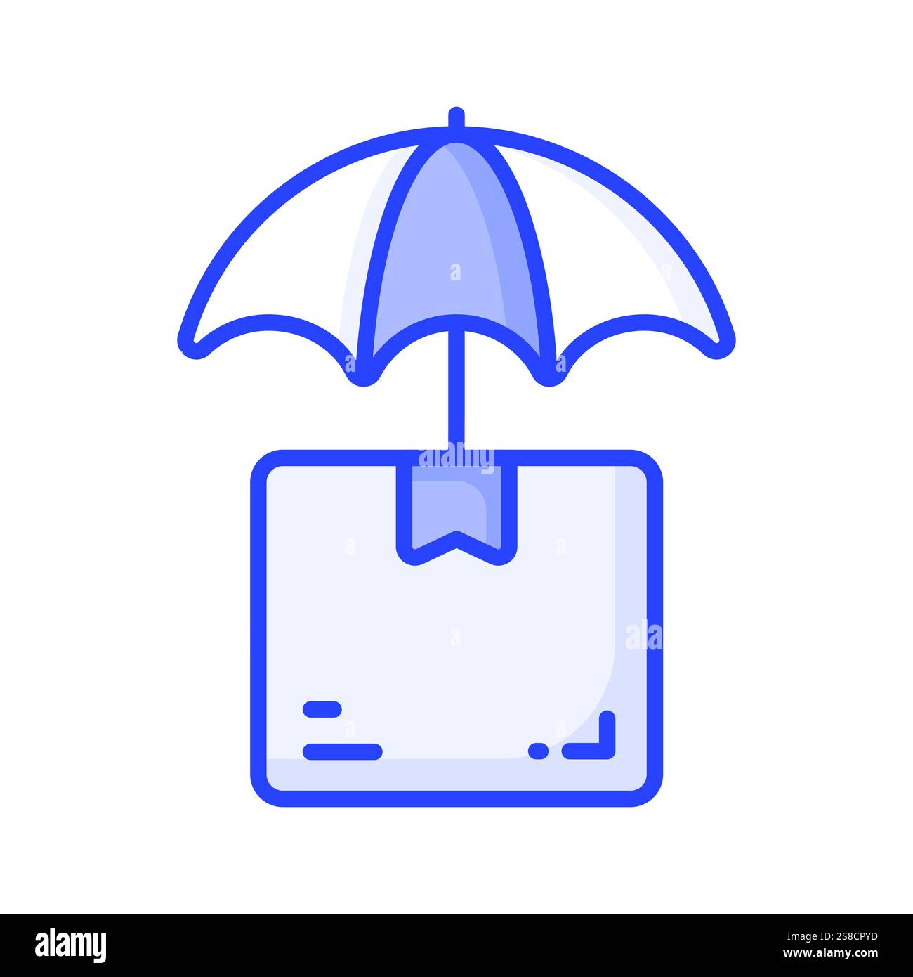 Package parcel under umbrella showing concept icon of package insurance ...