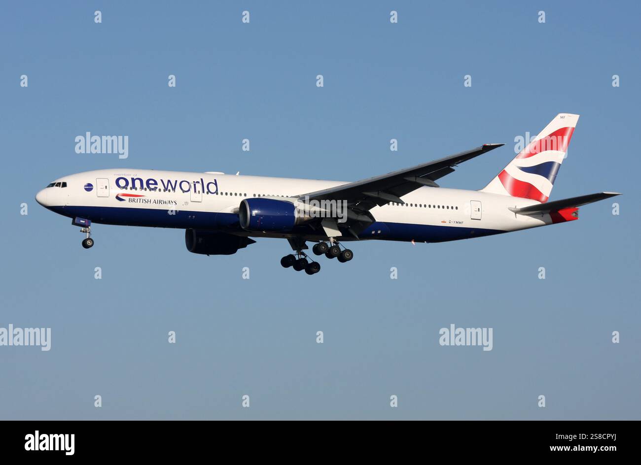 A Boeing 777-200 of British Airways in a special Oneworld livery ...