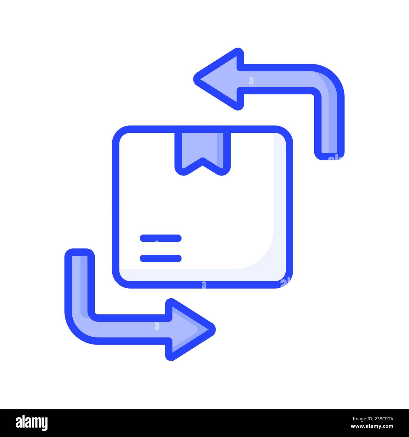an icon with dispatched package and opposite direction arrows showing ...