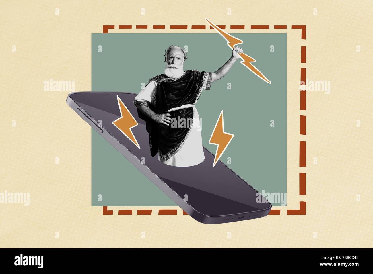 Template poster trend artwork 3D photo collage of mobile phone screen ...