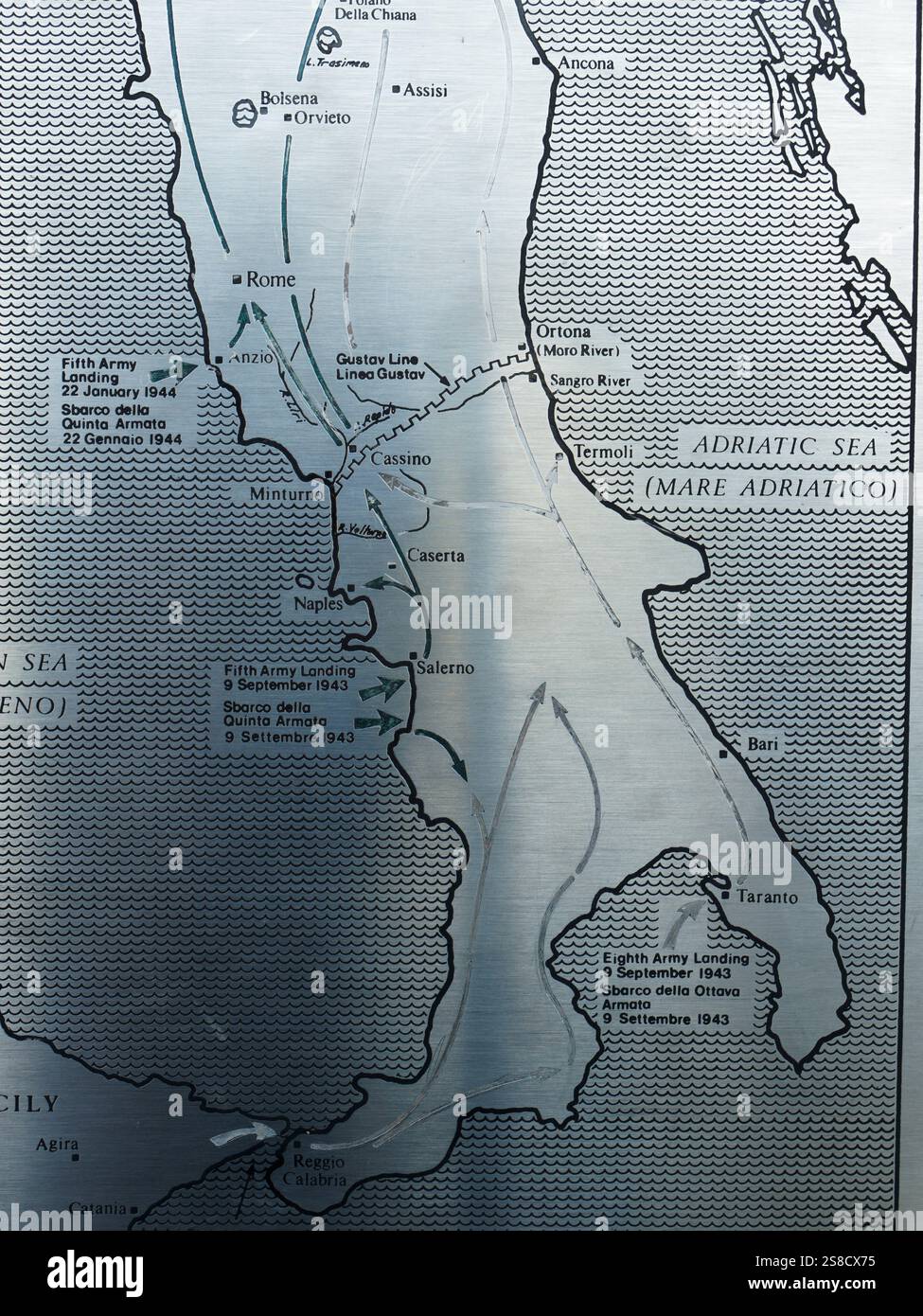 Map of Allied Landings during World War II at the Bolsena War Cemetery ...