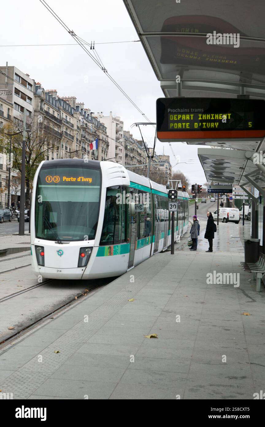 tram circulating in the city of Paris Stock Photo - Alamy