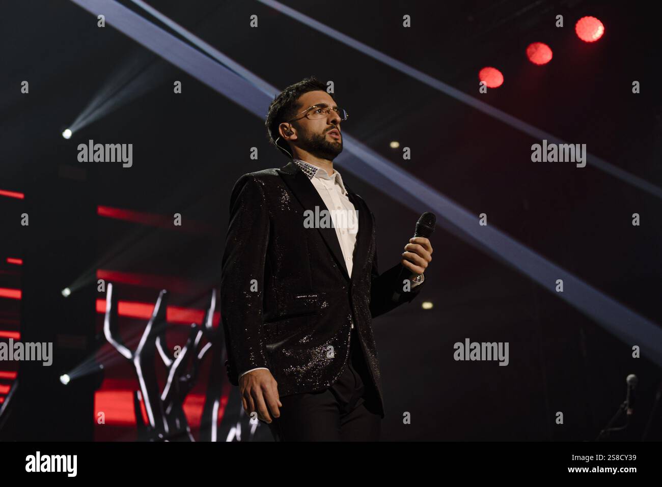 Rome, Italy. 21st Jan, 2025. Piero Barone de Il Volo durante il concerto del tour “Tutti Per Uno ...