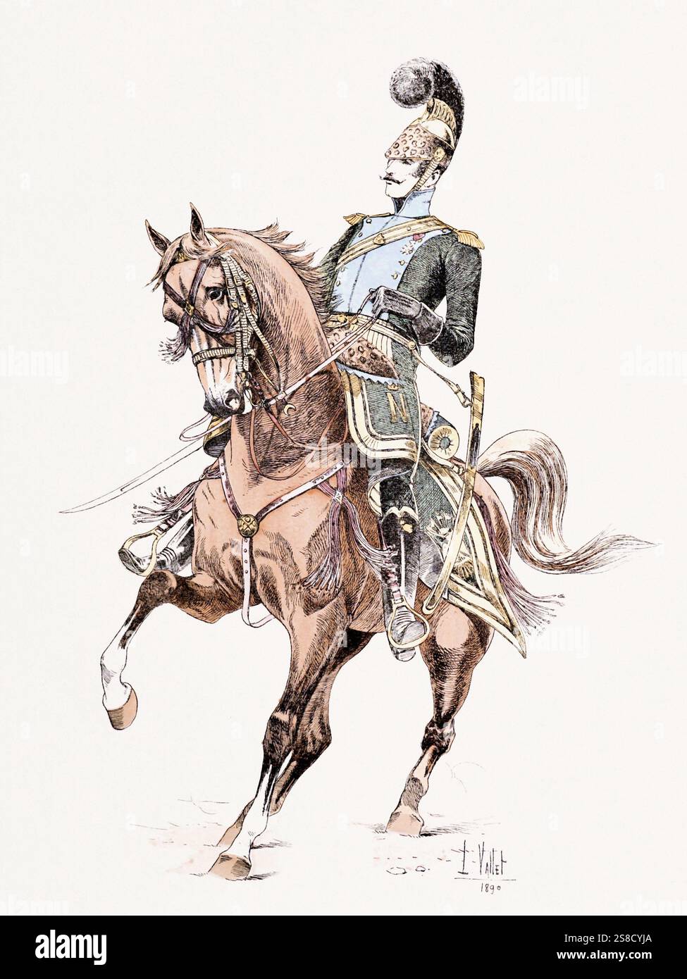 Equestrian illustration from a 19th-century French book, showcasing ...