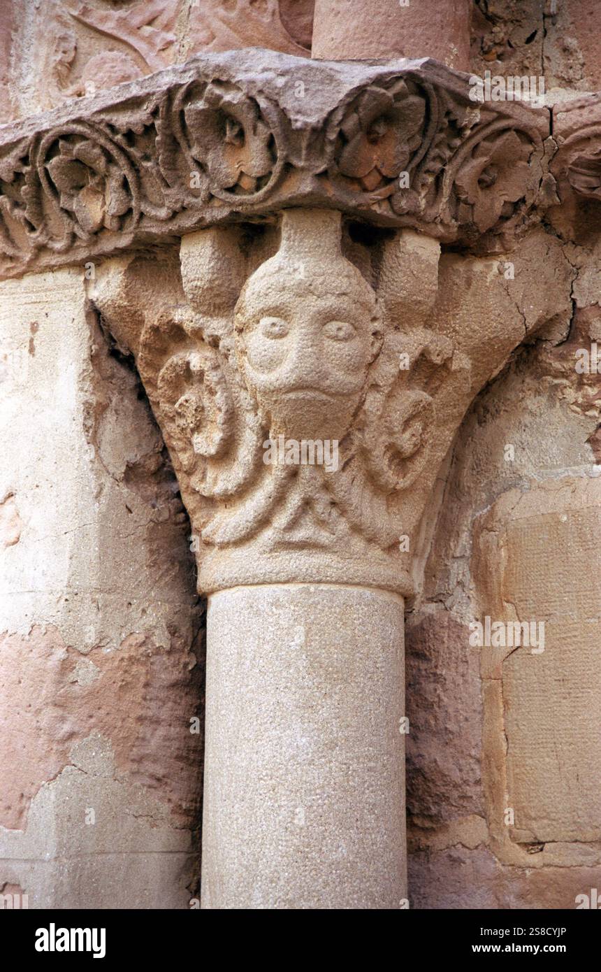 Detail of capital with sculpted image of "Baphomet" (imaginary idol ...