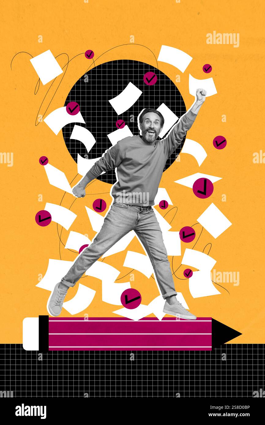 3D collage design composite trend artwork sketch of job manager hiring ...
