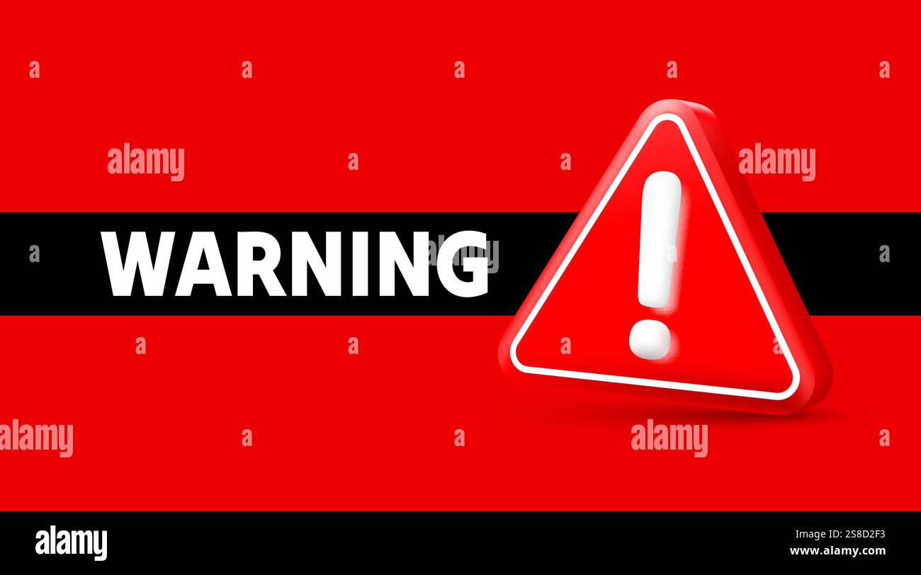 Warning caution sign, problem message mark, danger icon 3d. Vector ...