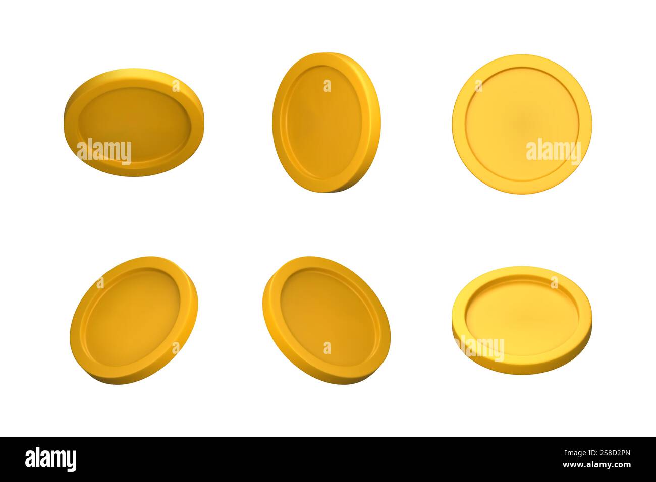 3d gold coins. Metal money in different angles. Vector illustration ...