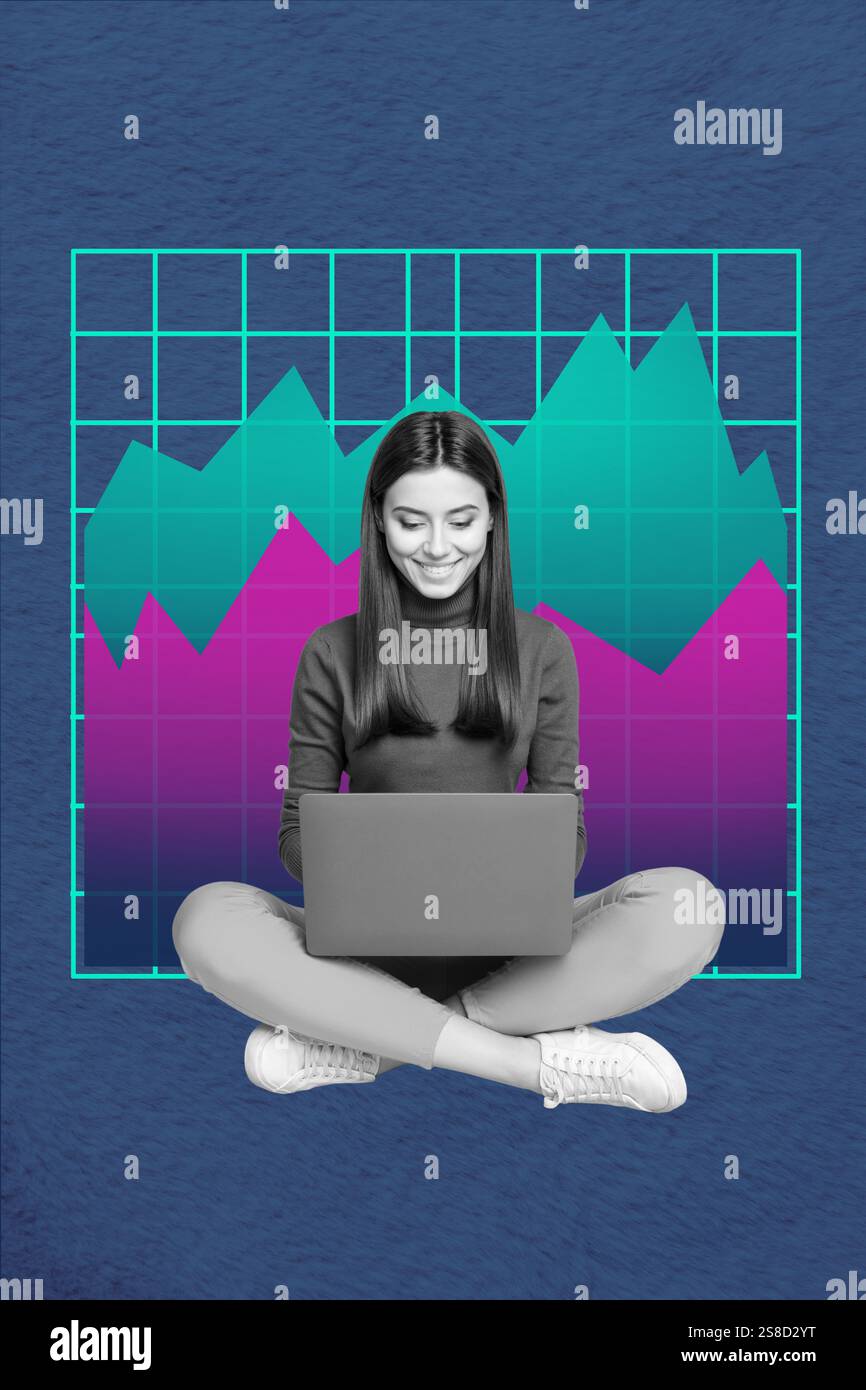 Trend artwork sketch design montage 3D collage of young woman student ...