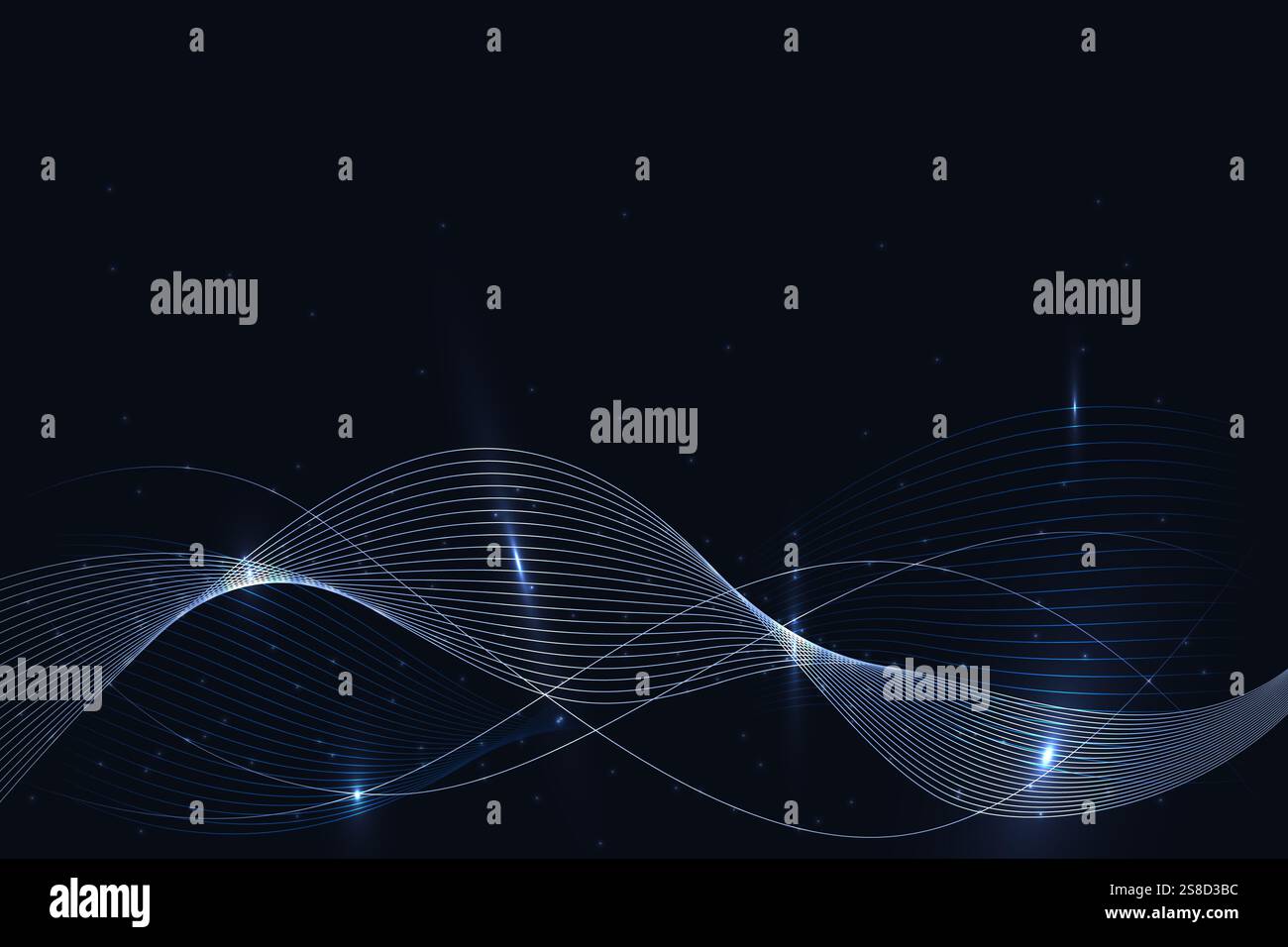 Abstract black and blue wave with flowing lines, create sense of ...