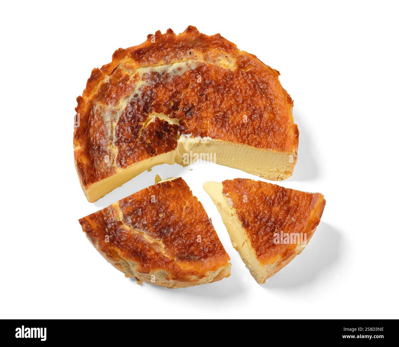 San Sebastian cheesecake, Basque cheesecake isolated on white ...