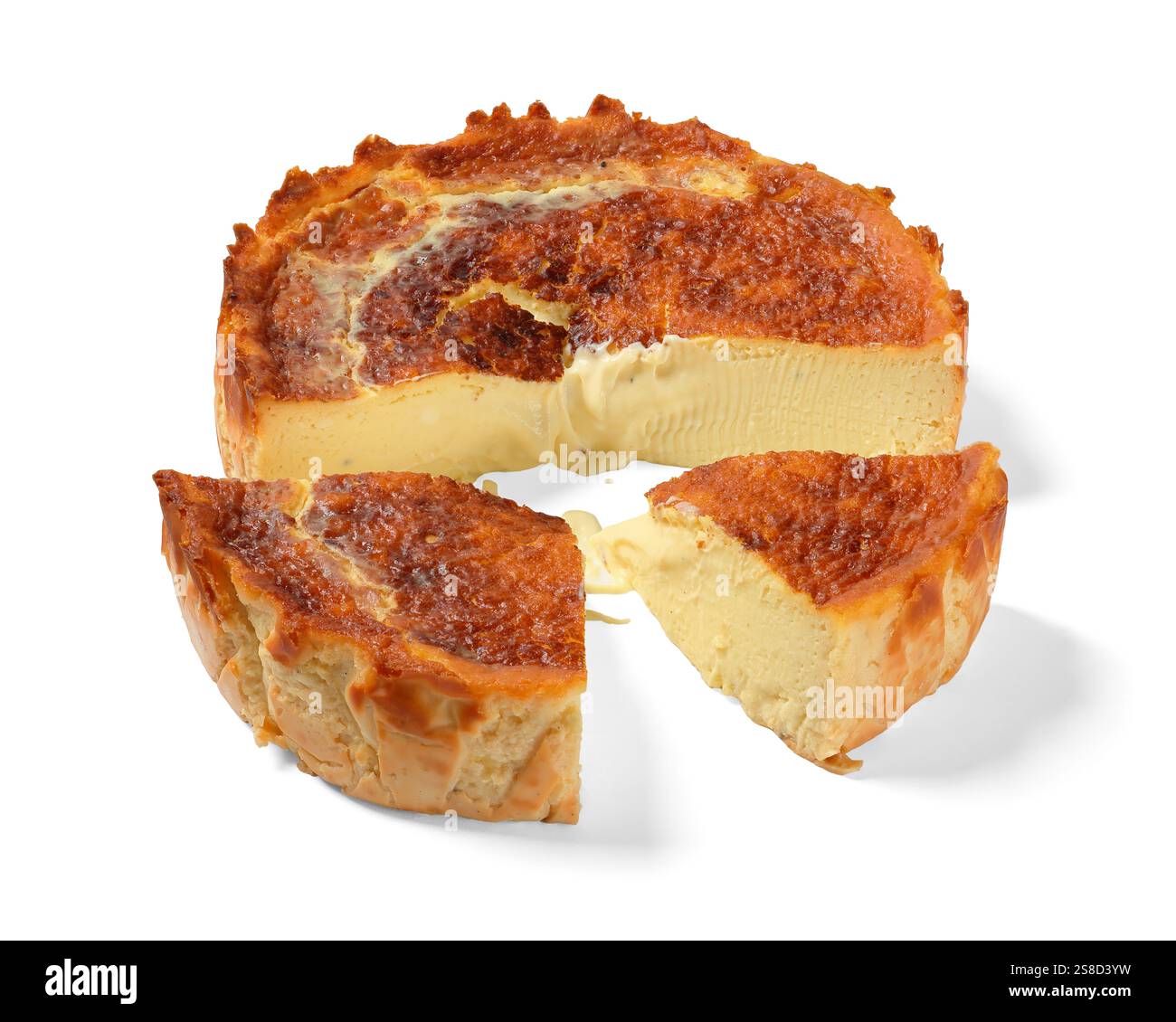 San Sebastian cheesecake, Basque cheesecake isolated on white ...