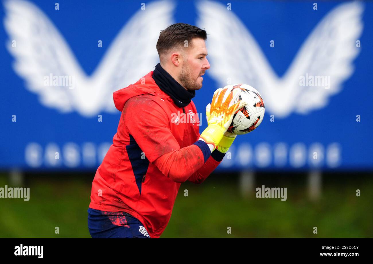 Rangers goalkeeper Jack Butland during a training session at the ...