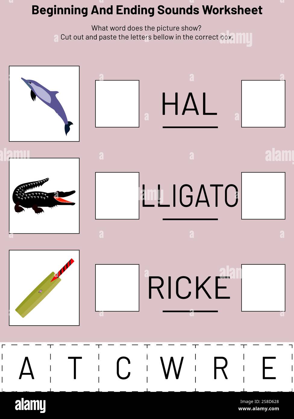 Beginning and Ending Sounds Worksheet for Kids Stock Vector Image & Art ...