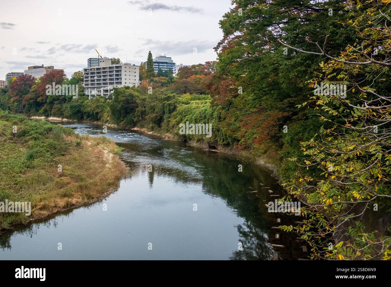 The Hirose River flows through the city of Sendai, Miyagi, Japan ...
